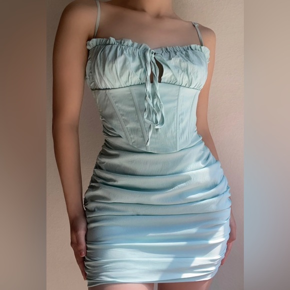 Dresses | Mint Rutched Tight Ruffled Mini Dress | Poshmark